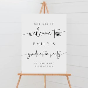 She Did It Graduation Welcome Sign, Printable Graduation Party Welcome ...