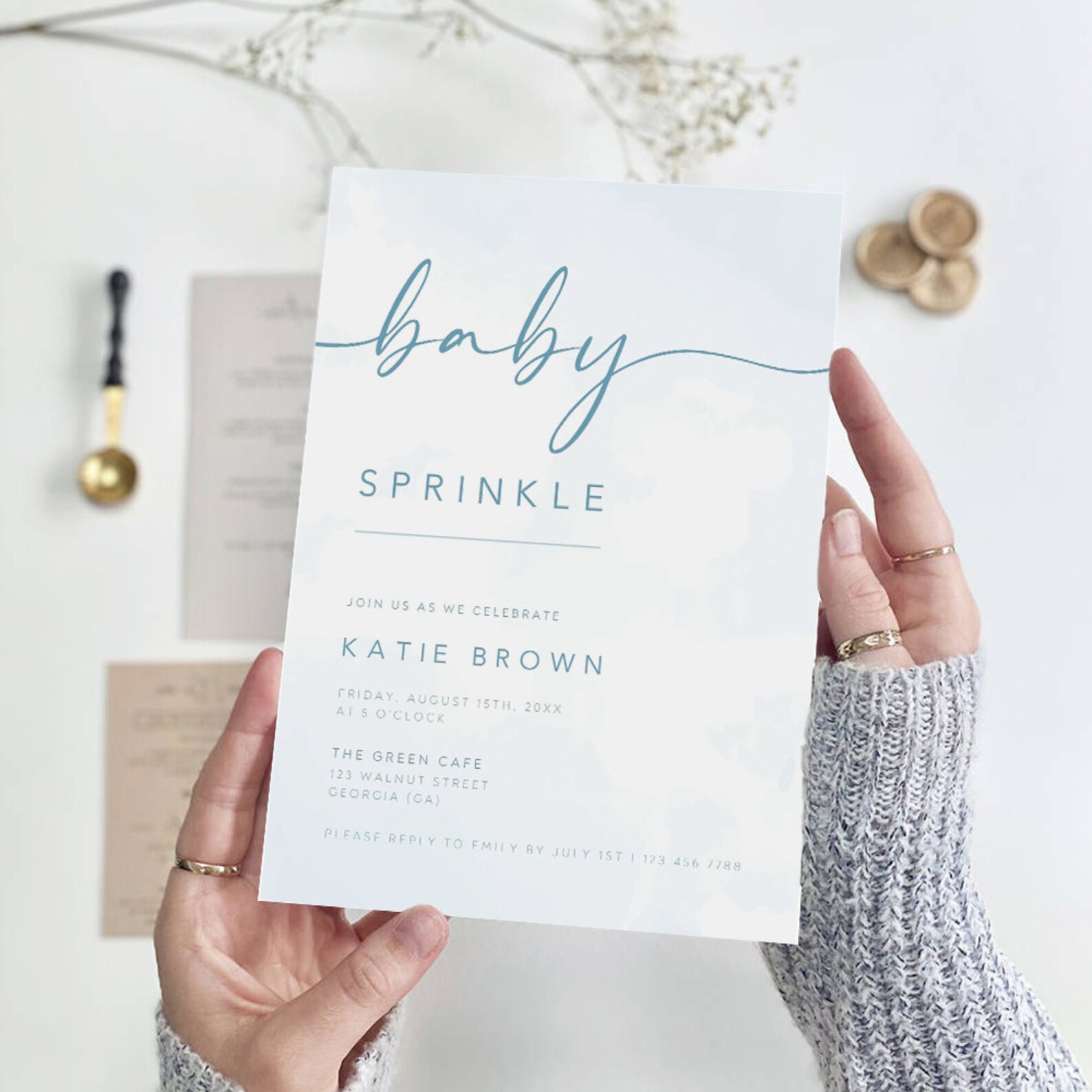Minimalist Baby Sprinkle Invitation for Boy (digital Download) - Etsy