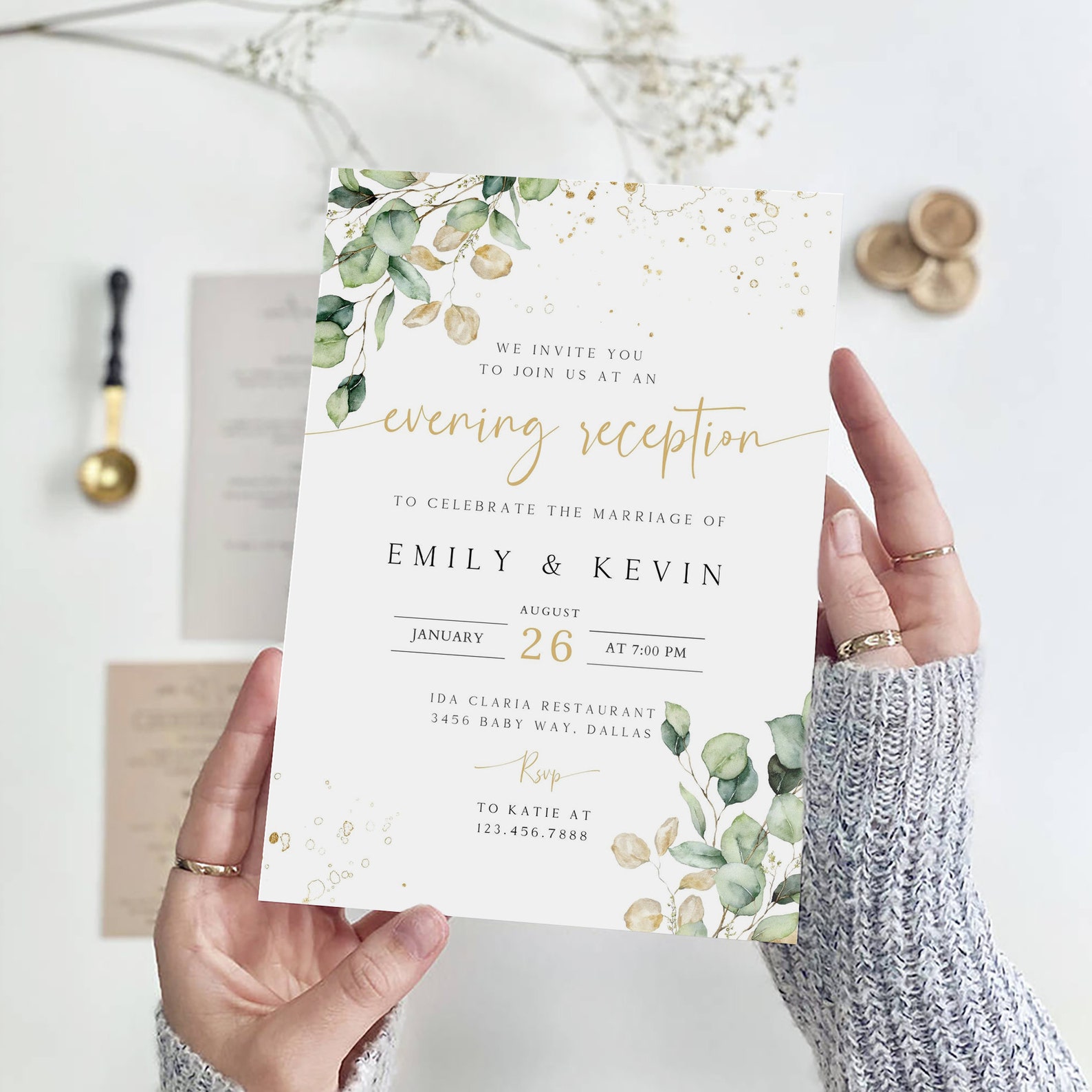 Wedding Reception Invitation Template, Editable Evening Wedding ...