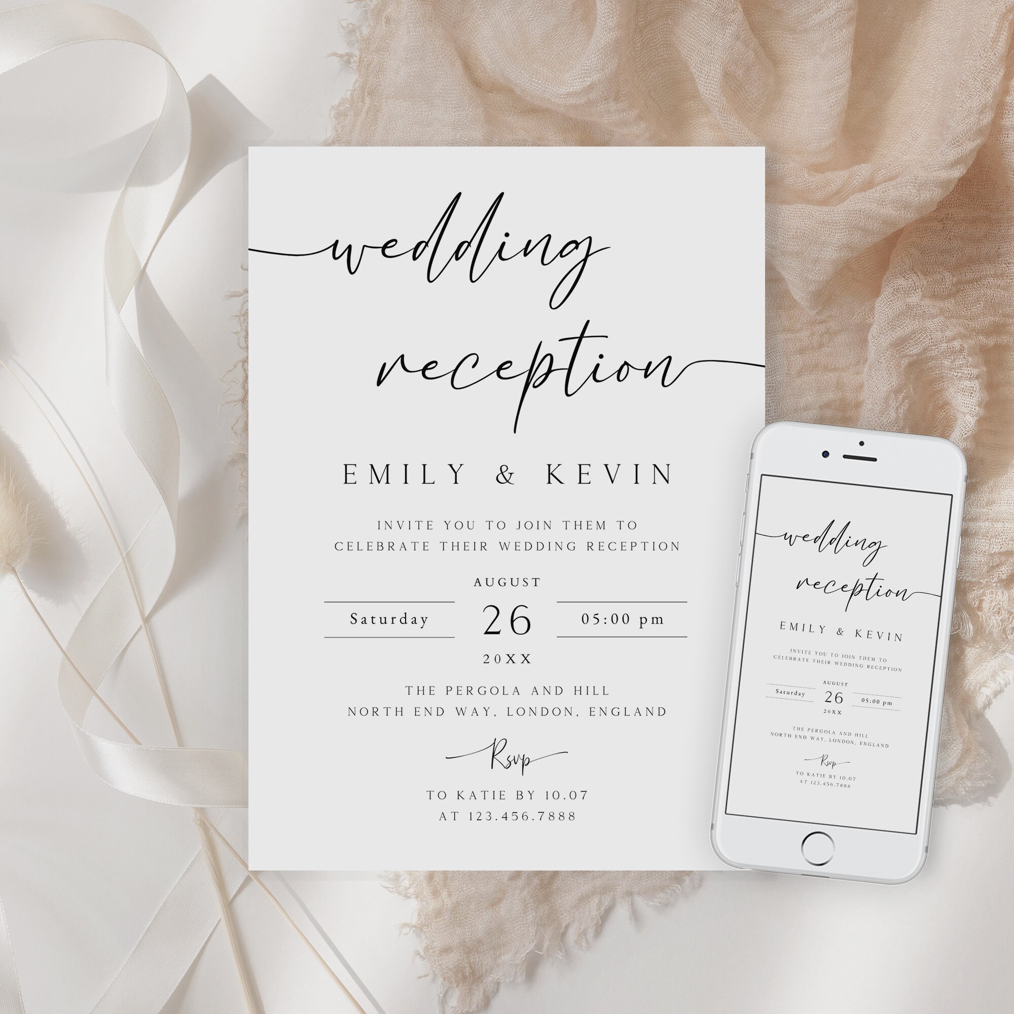 Wedding Reception Invitation Template, Reception Party Invite, Wedding ...