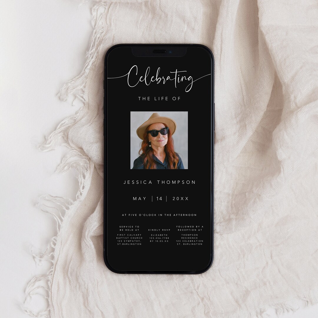 Digital Funeral Invitation, Memorial Service Invitation, Editable ...