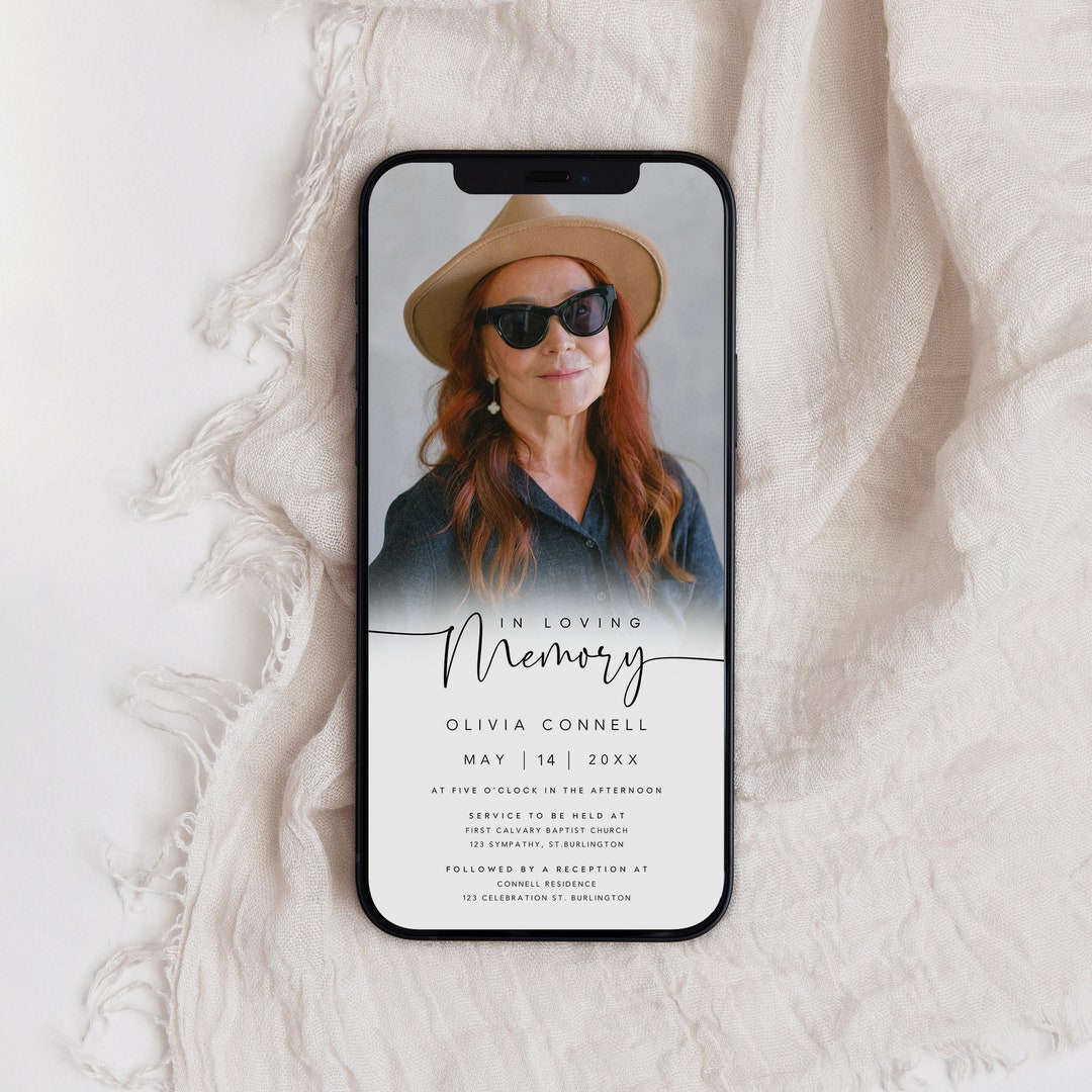 Photo Memorial Evite, Electronic Funeral Announcement (digital) - Etsy