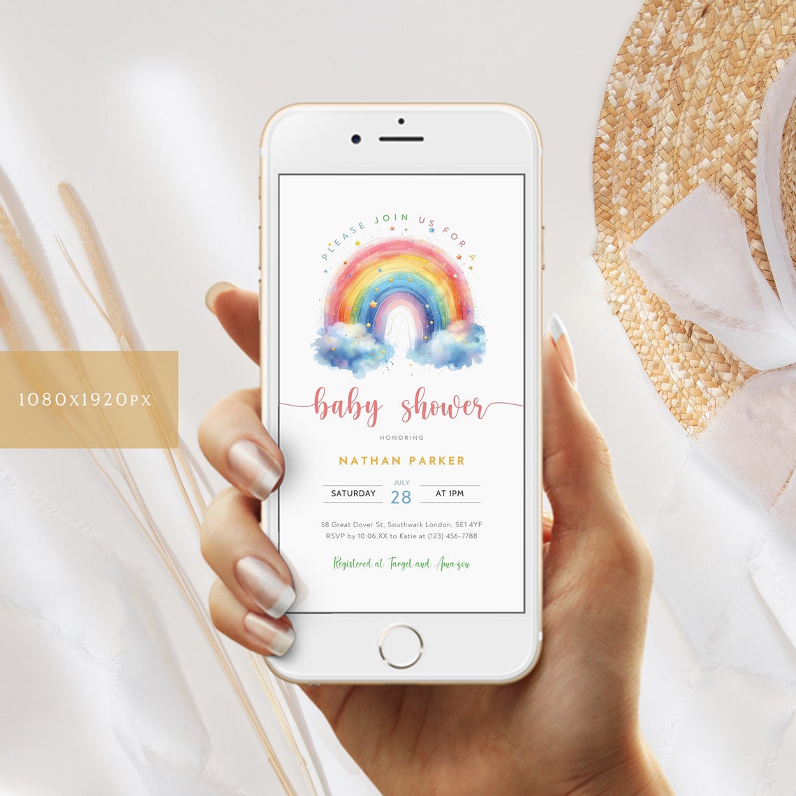 Editable Rainbow Baby Shower Invitation, Colorful Pastel Rainbow Baby ...
