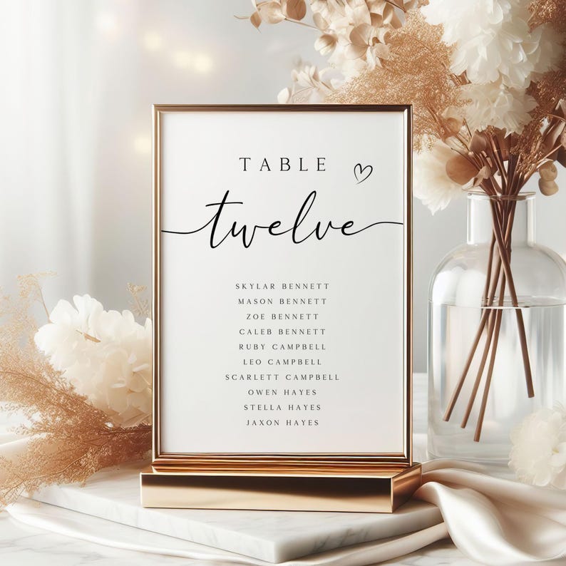 Modern Script Wedding Seating Chart Cards (printable Table Numbers) - Etsy