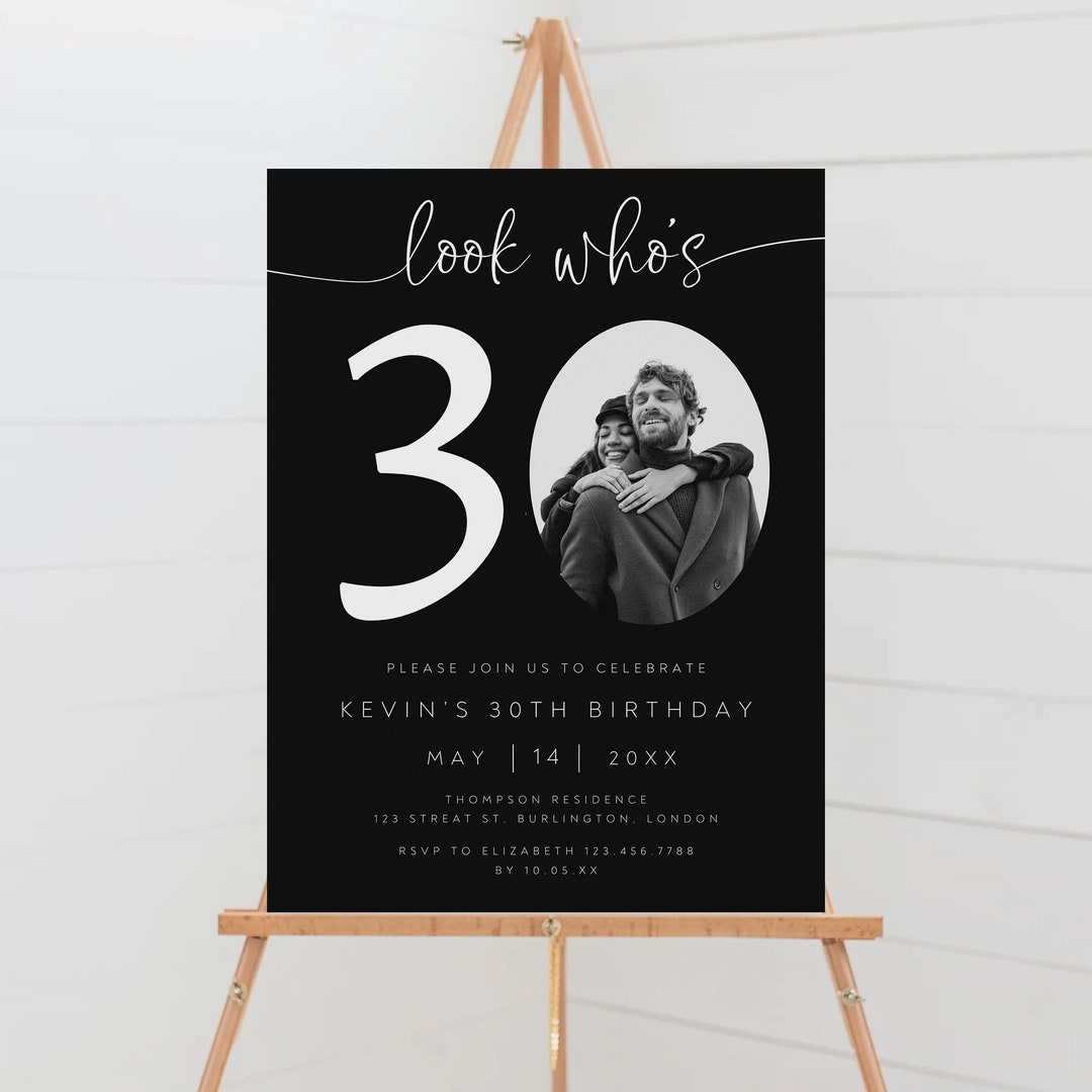 30th Birthday Photo Welcome Sign, Elegant Milestone (digital) - Etsy