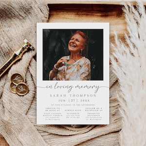 Funeral Announcement Template, Editable Memorial Service Invitation ...