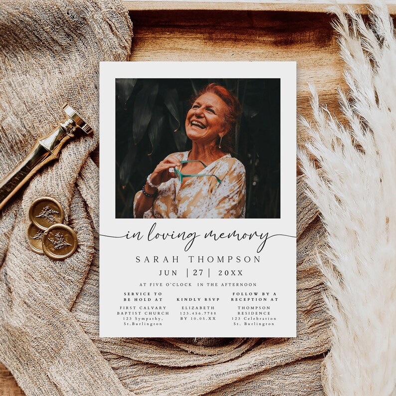 Funeral Announcement Template, Editable Memorial Service Invitation ...