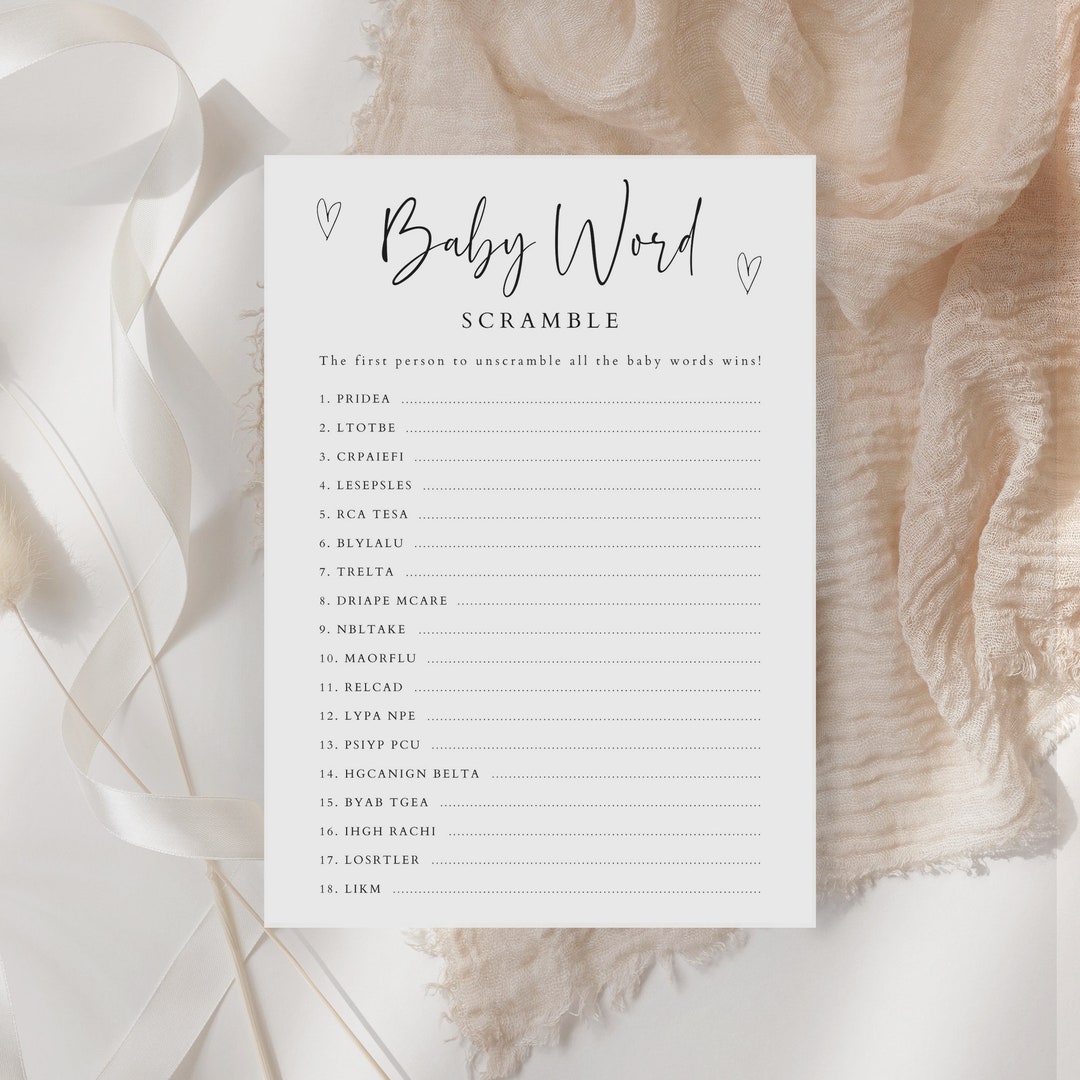 Editable Baby Shower Word Scramble Game (digital Download) - Etsy
