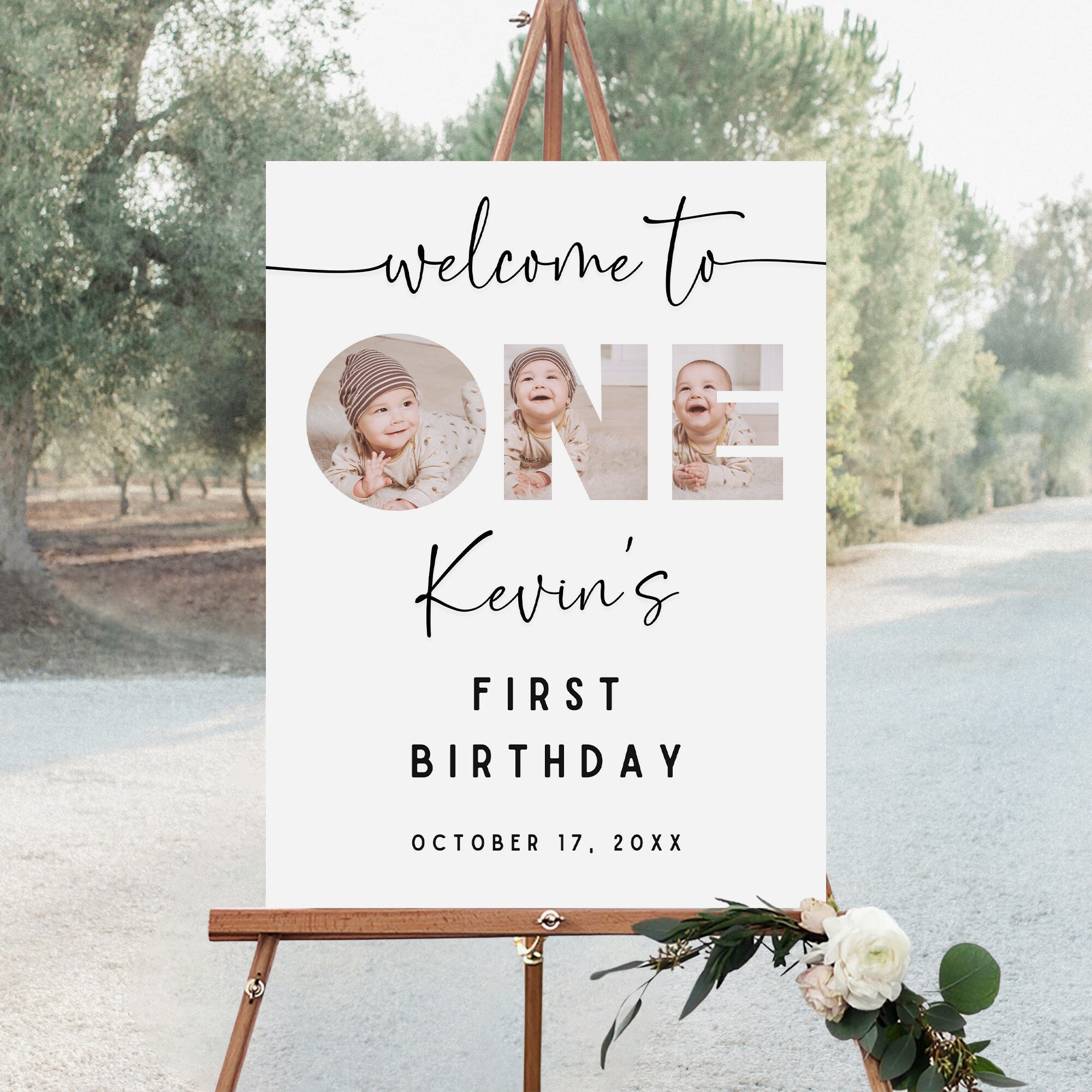 Photo Birthday Welcome Sign Template, Printable First Birthday Welcome ...