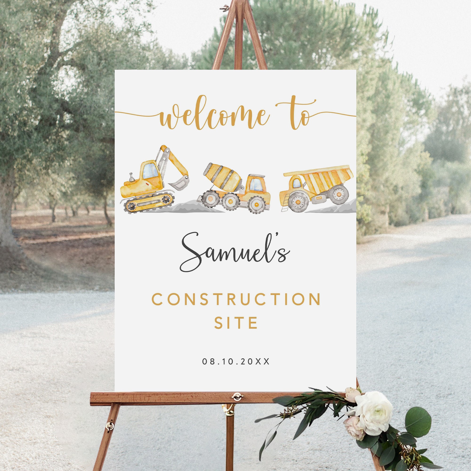 Construction Welcome Sign, Dump Truck Party Welcome Poster ...