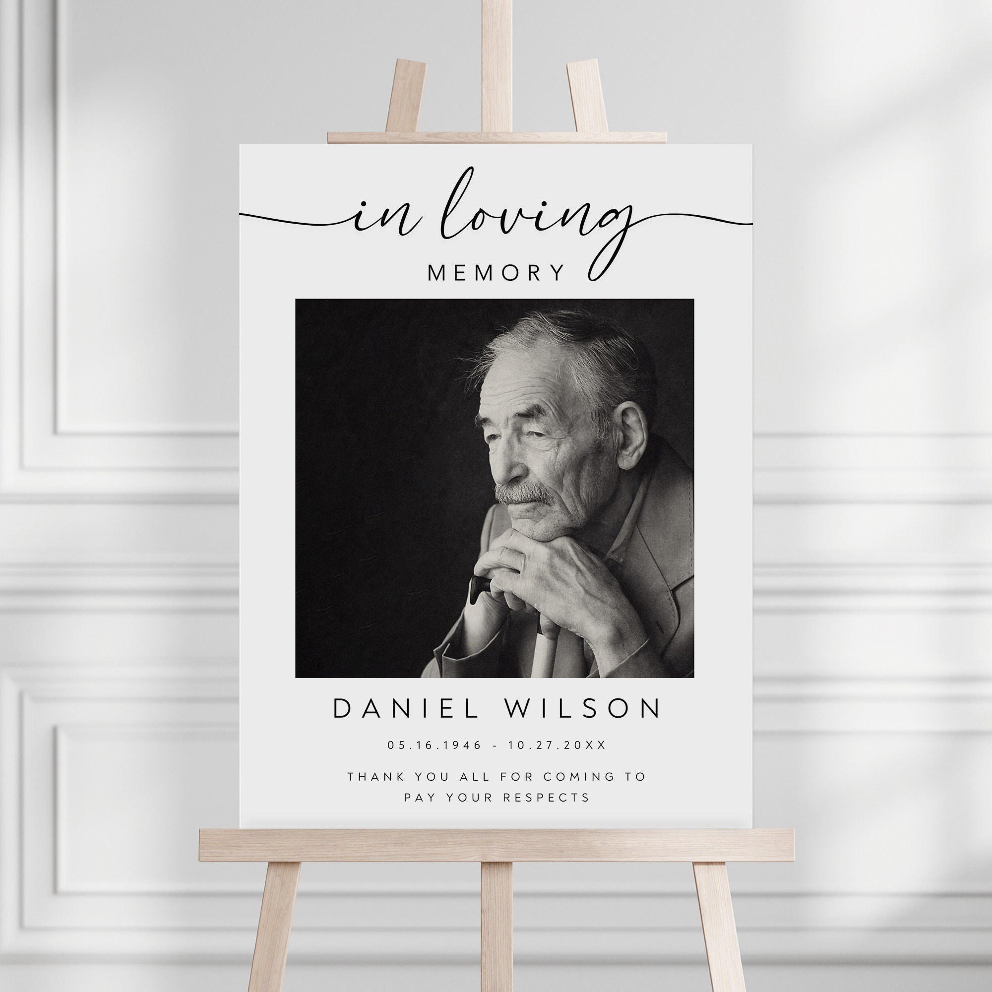 Editable Funeral Welcome Sign, Minimalist Celebration of Life Poster ...