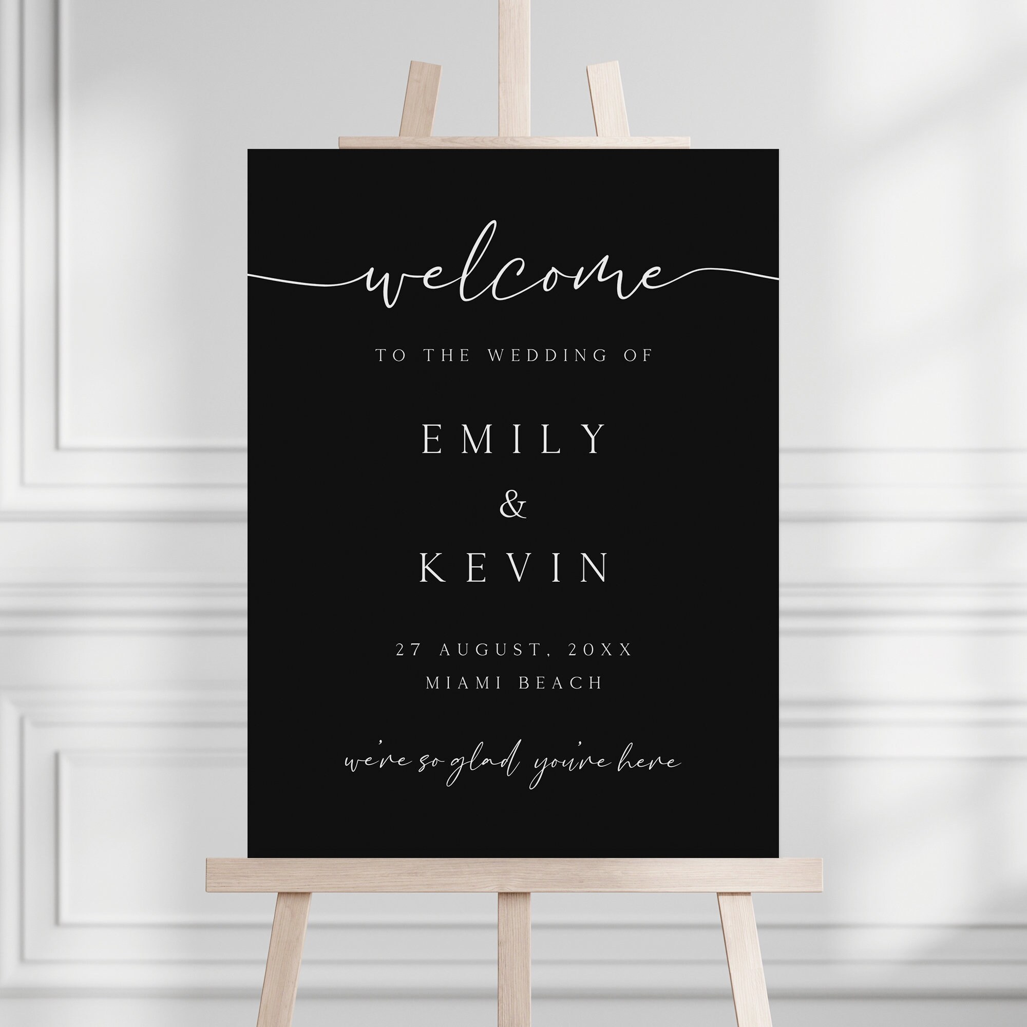 Custom Black Wedding Welcome Sign, Minimalist Template (digital) - Etsy