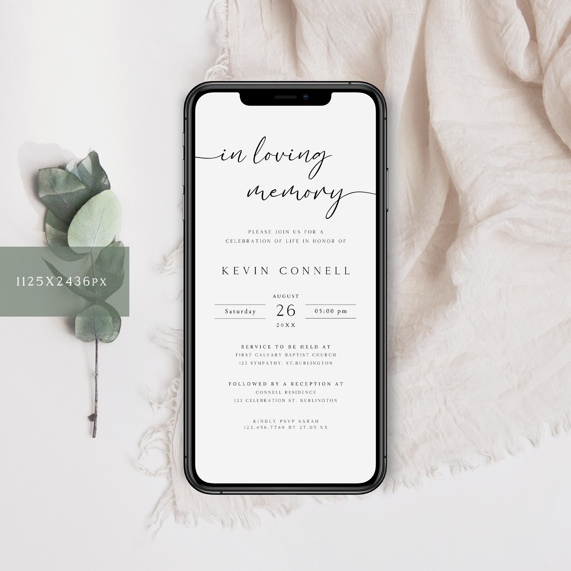 Electronic Funeral Announcement, Digital Funeral Invitation, Memorial ...