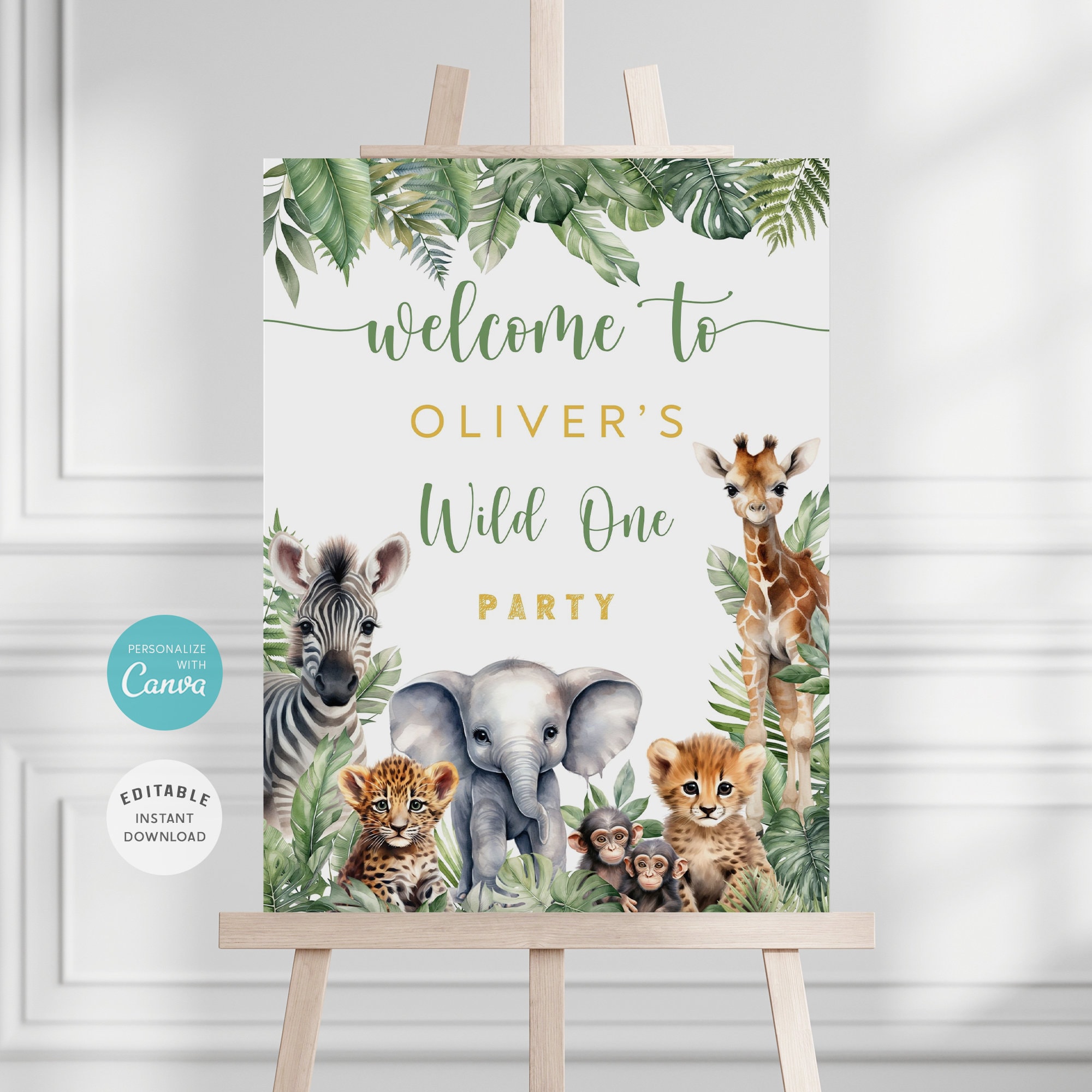 Wild One Safari Welcome Sign, Jungle Baby Shower (editable Poster) - Etsy
