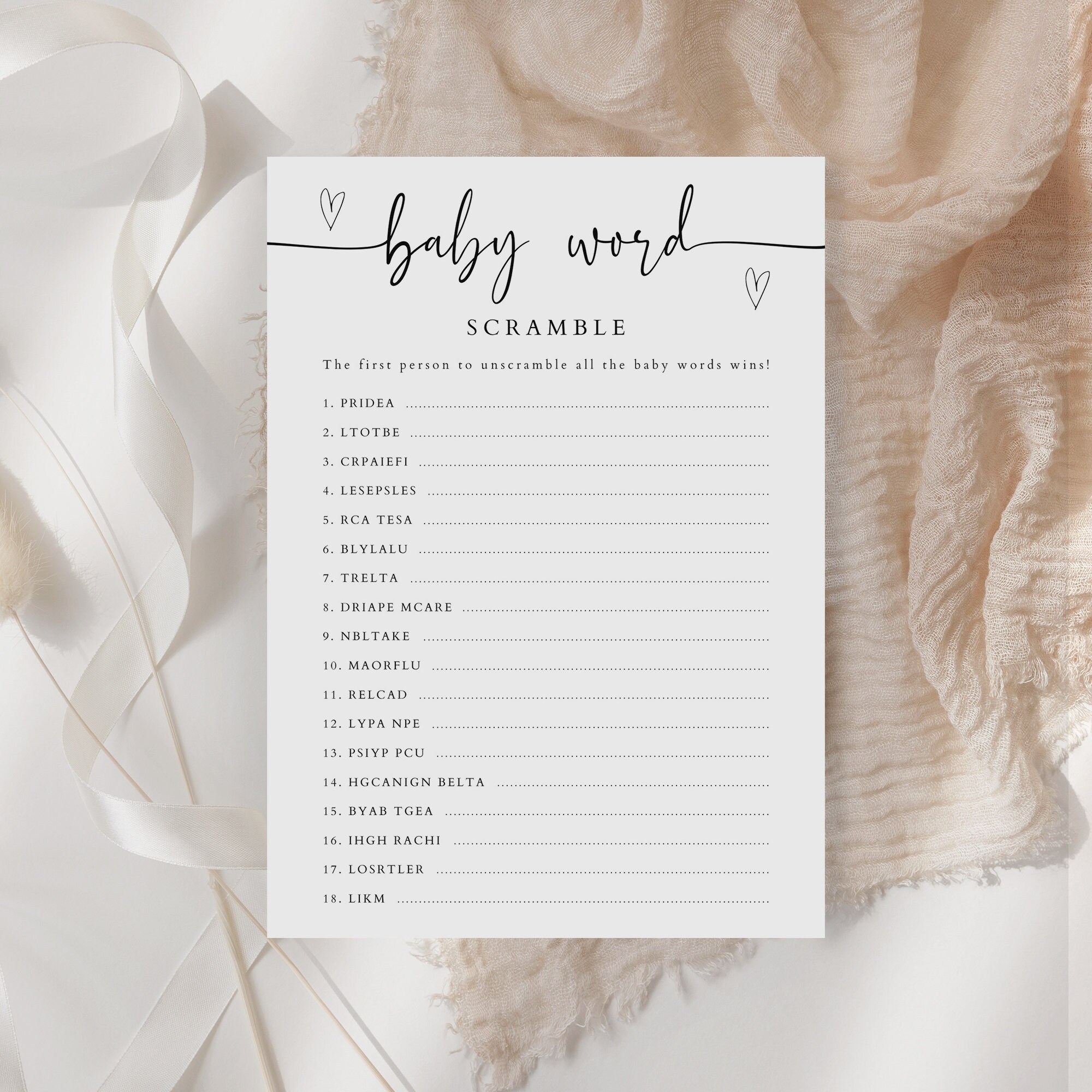 Baby Word Scramble Game, Baby Shower Games, Editable Baby Word Scramble ...