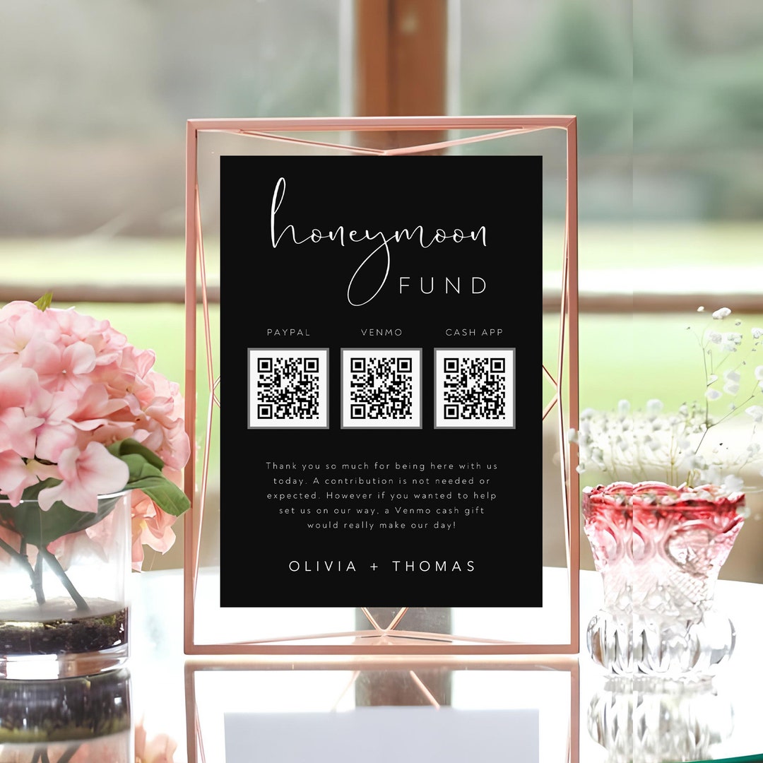 Venmo QR Code Honeymoon Fund Sign, Wedding Template (digital Download ...