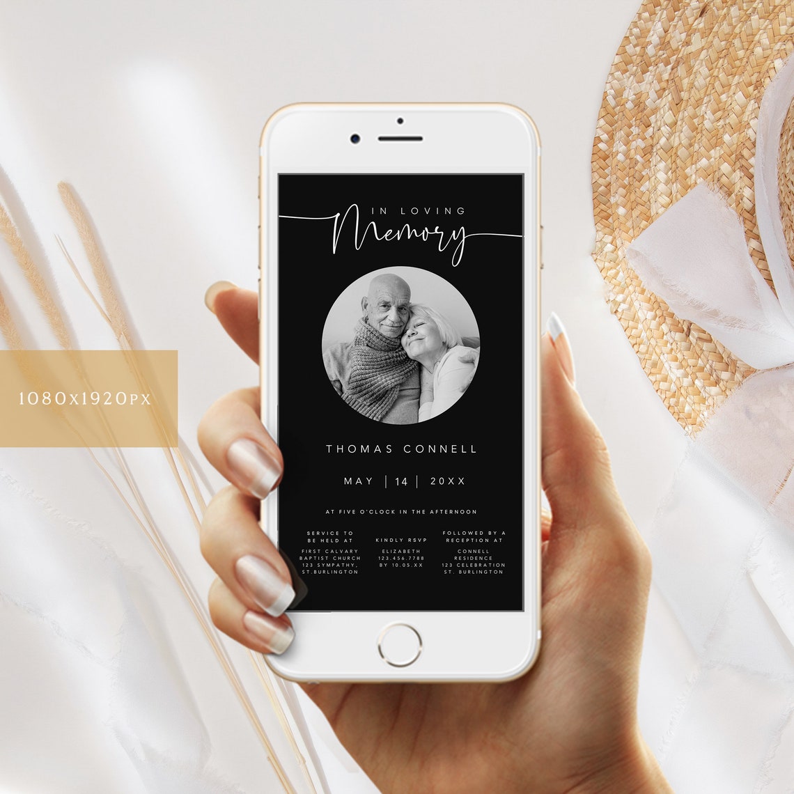 Funeral Announcement Template, Memorial Service Invite, Photo Funeral ...