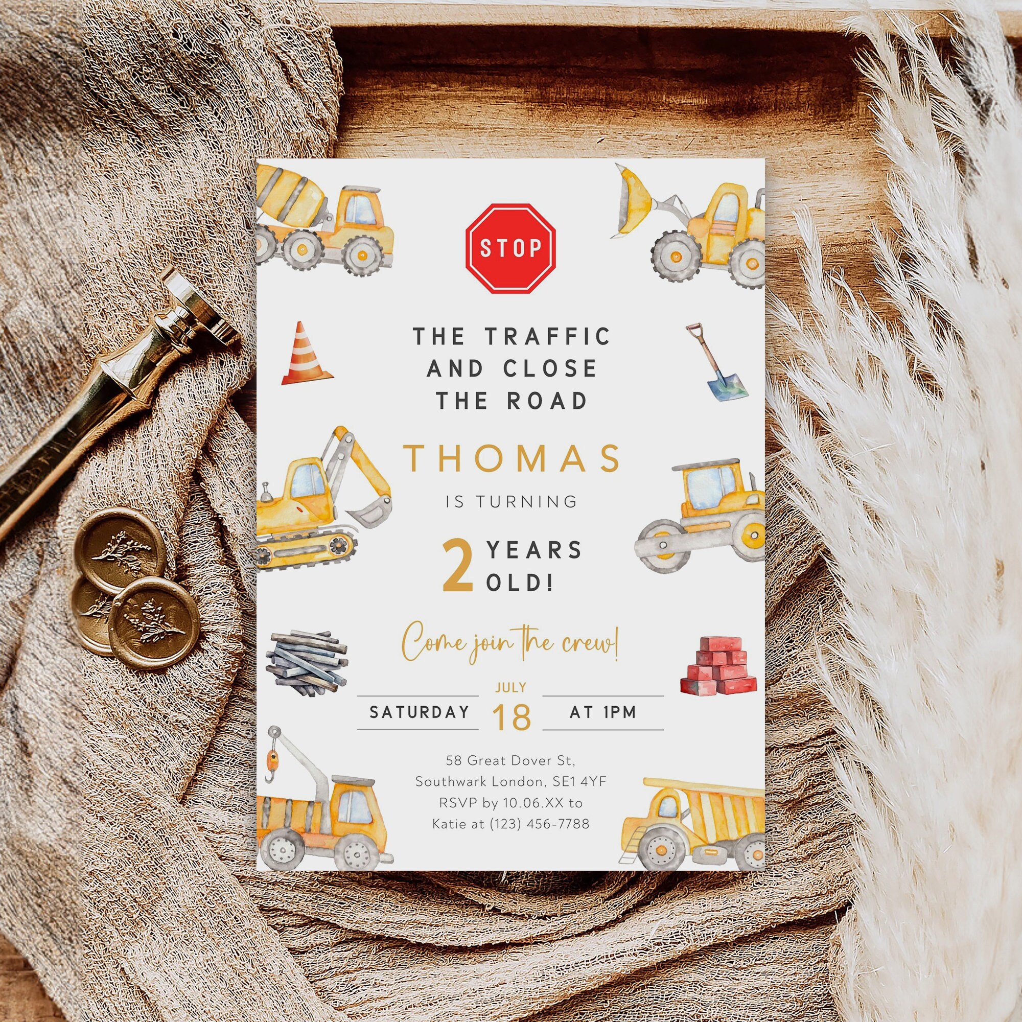 Construction Birthday Invitation Template, Dump Truck Party Invite ...