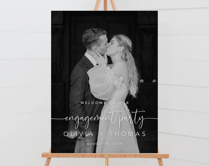 Engagement Sign, Engagement Party Welcome Sign, Modern Minimalist ...