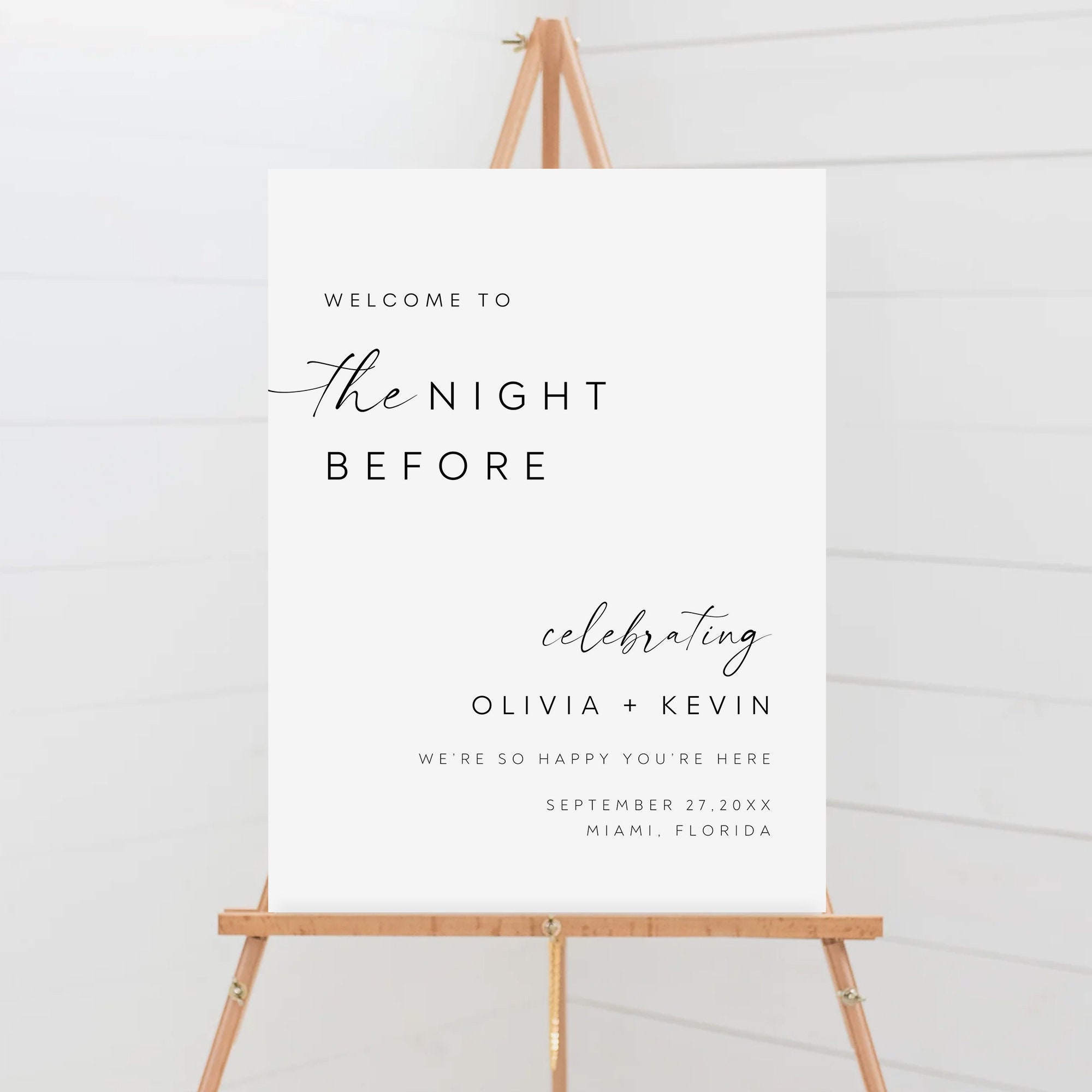 Minimalist the Night Before Wedding Welcome Sign, Wedding Rehearsal ...