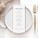 Wedding Menu Card Template, Modern Script Wedding Dinner Menu ...