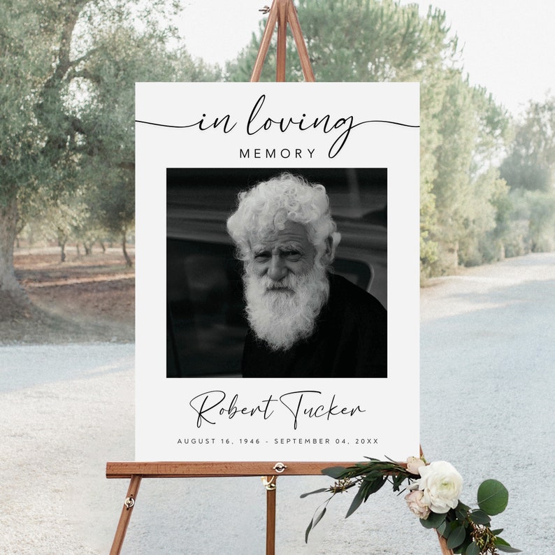 In Loving Memory Sign, Minimalist Funeral Welcome Poster, Funeral ...