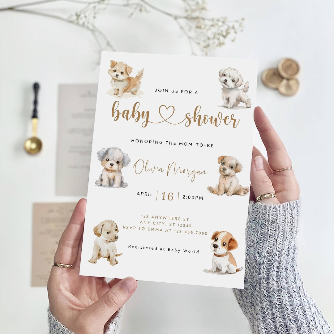 Editable Puppy Baby Shower Invitation, Dog Theme Baby Shower Invite ...