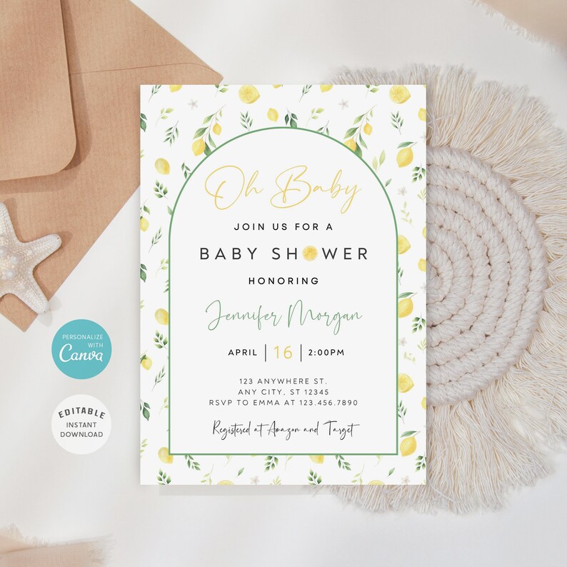Lemon Baby Shower Invitation Bundle, Lemonade Baby Shower Invitation ...