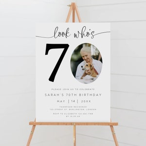 70th Birthday Photo Sign, Look Who's 70 Welcome Sign, Seventy Birthday ...
