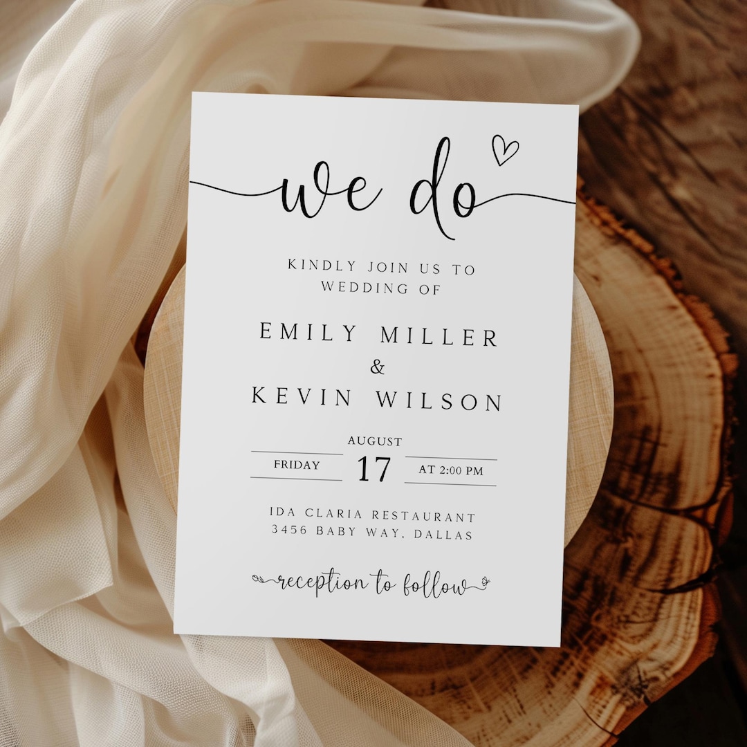 We Do Wedding Invitation Template, Modern Wedding Invite, Editable ...