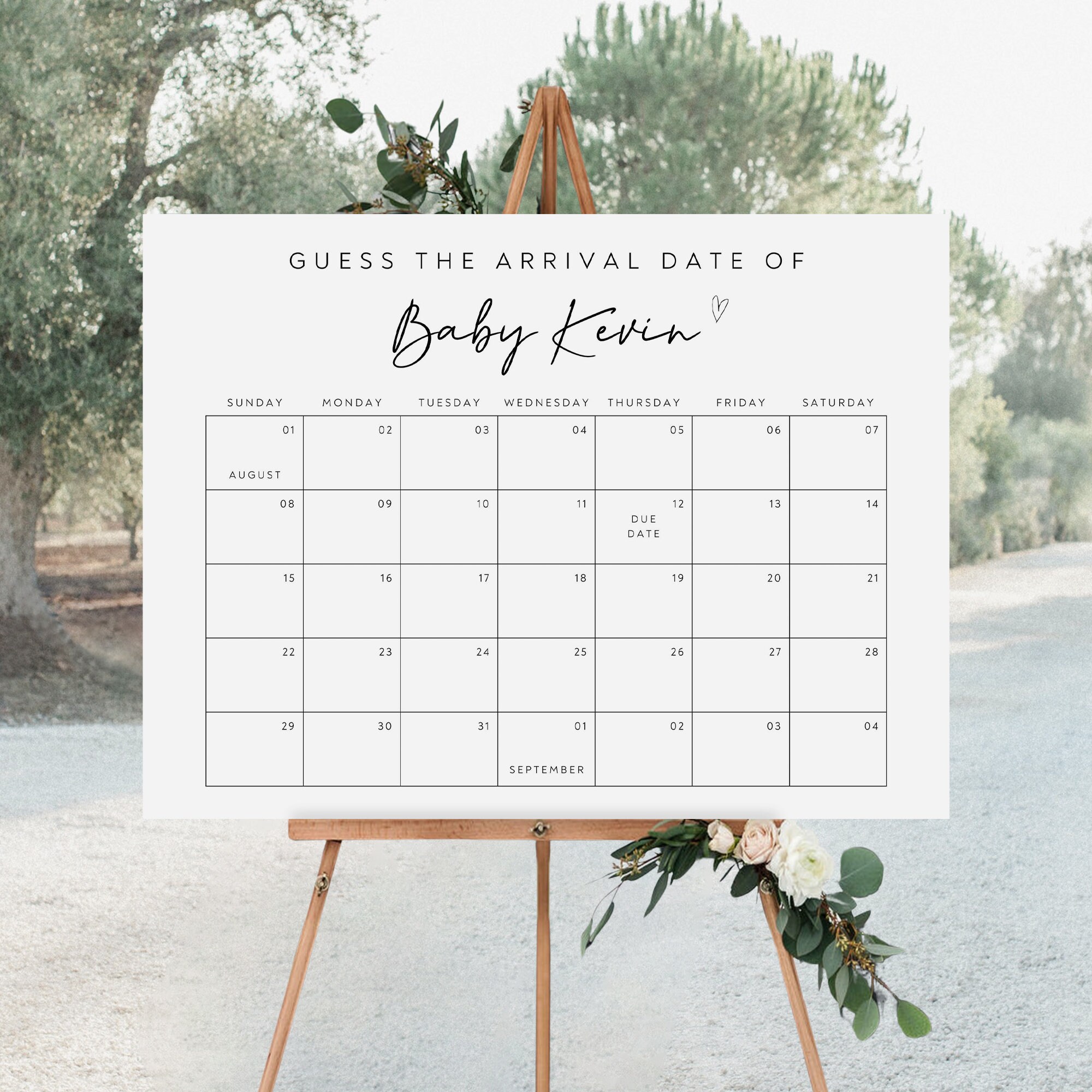 Baby Due Date Calendar Sign, Guess Birthday Game (instant Download) - Etsy