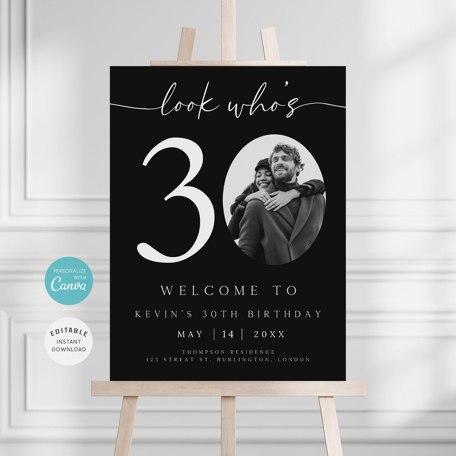 Editable 30th Birthday Photo Welcome Sign (digital Download) - Etsy