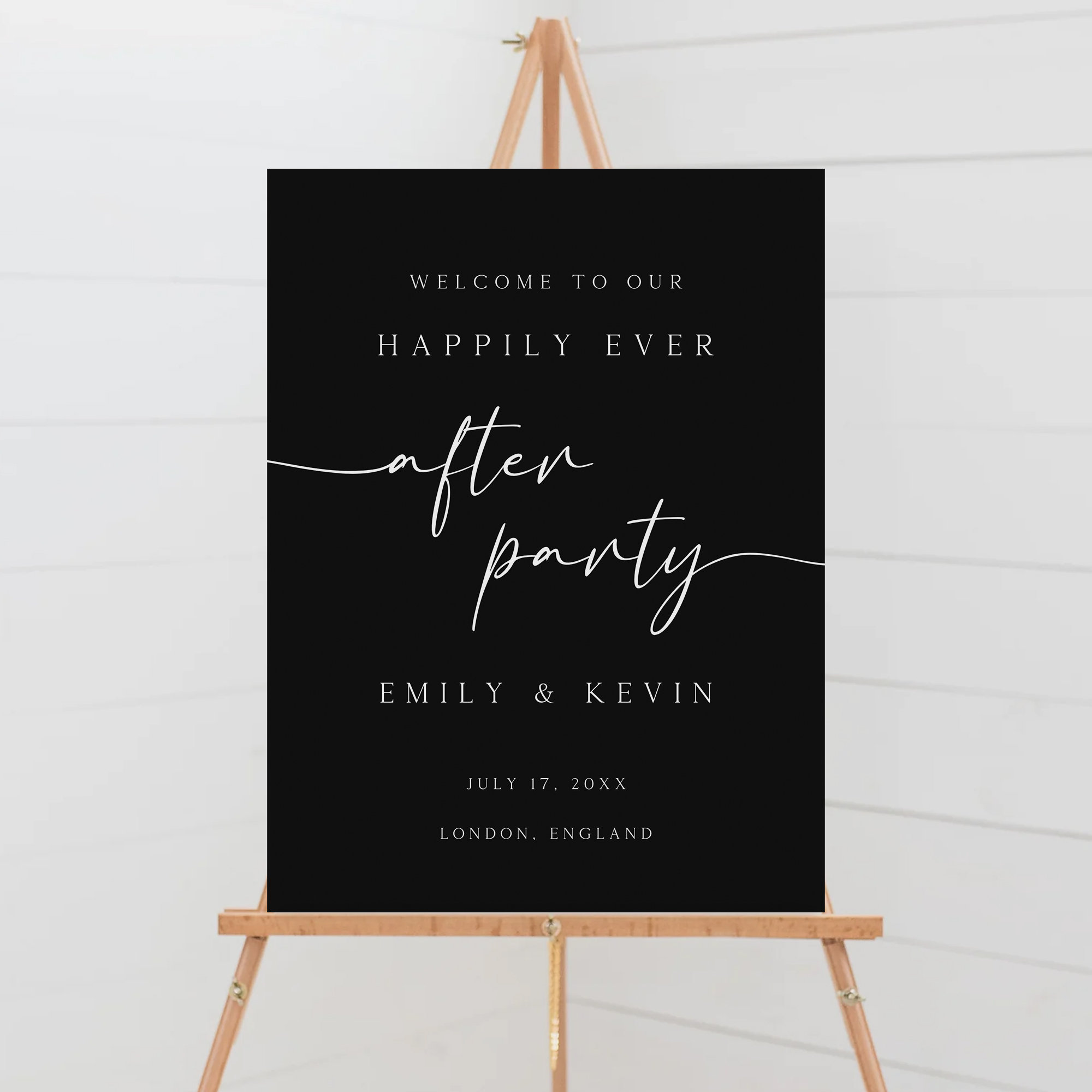 Happily Ever After Party Welcome Sign, Black Wedding Welcome Sign ...