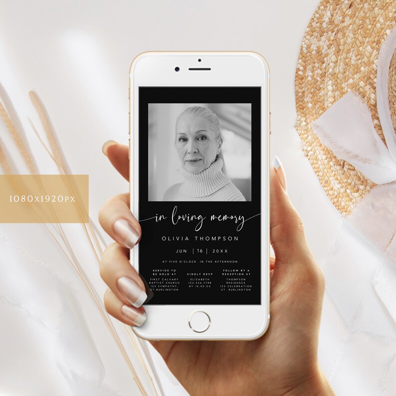 Funeral Announcement Template, Digital Memorial Invitation, in Loving ...