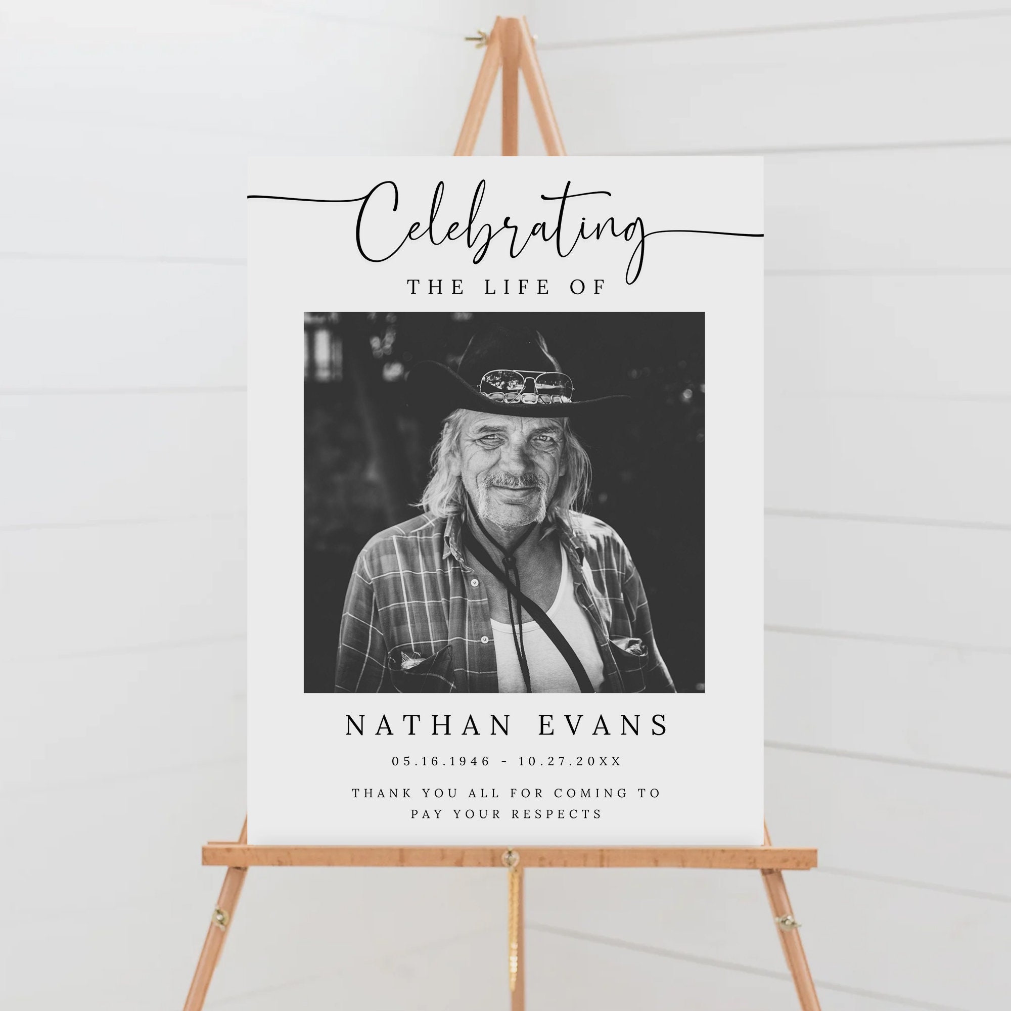 Funeral Welcome Sign With Photo, Celebration of Life Poster, Funeral ...