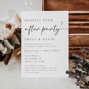 Editable Reception Party Invitation, Happily Ever After Party Invite ...