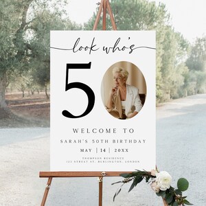 50th Birthday Photo Welcome Sign, Milestone Party Decor (digital ...