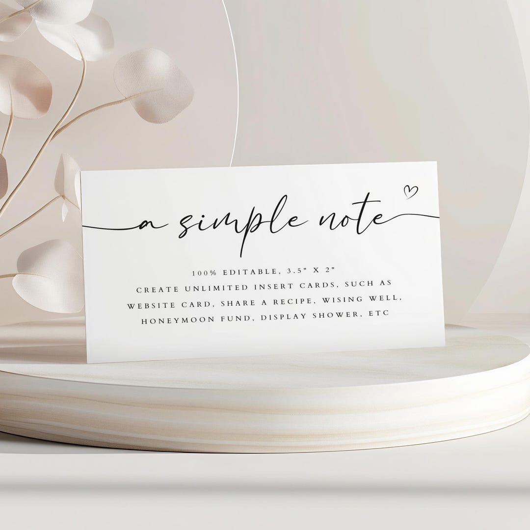 Modern Enclosure Card Template, Editable Insert (digital) - Etsy