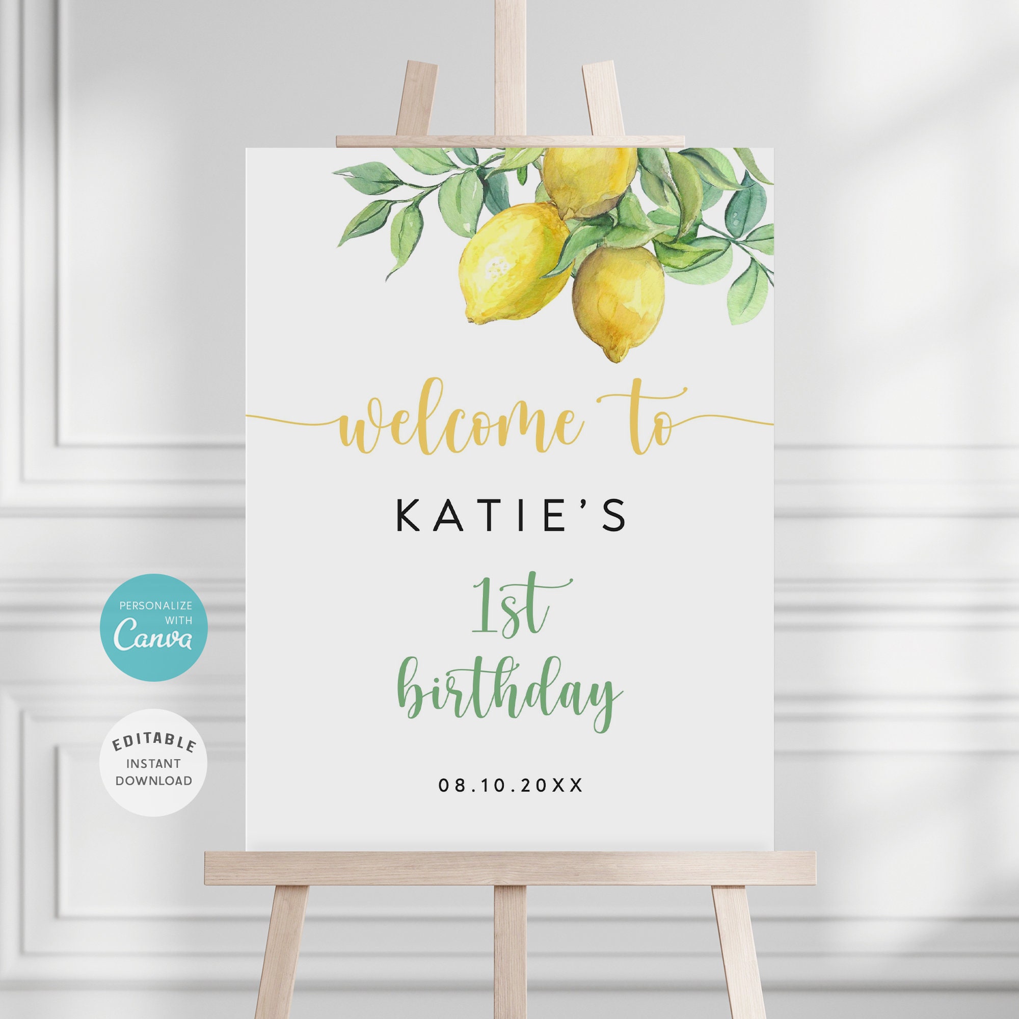 Editable Lemon Birthday Welcome Sign, Birthday Welcome Poster, Lemonade ...