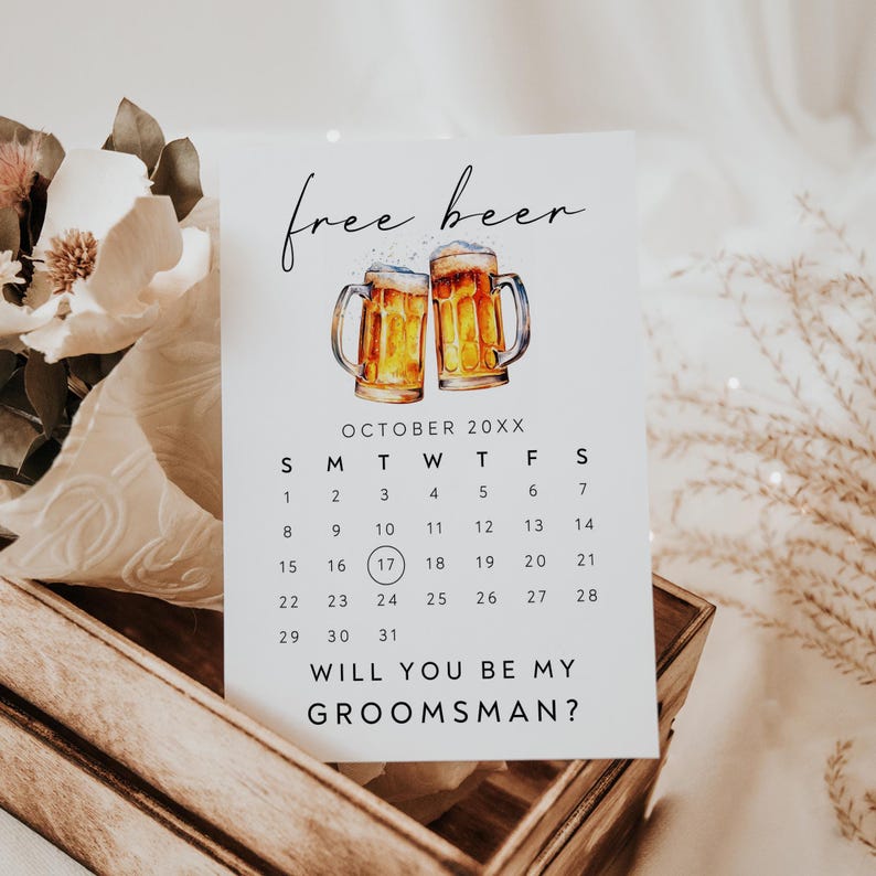 Free Beer Save the Date Template, Best Man Proposal Card, Funny ...