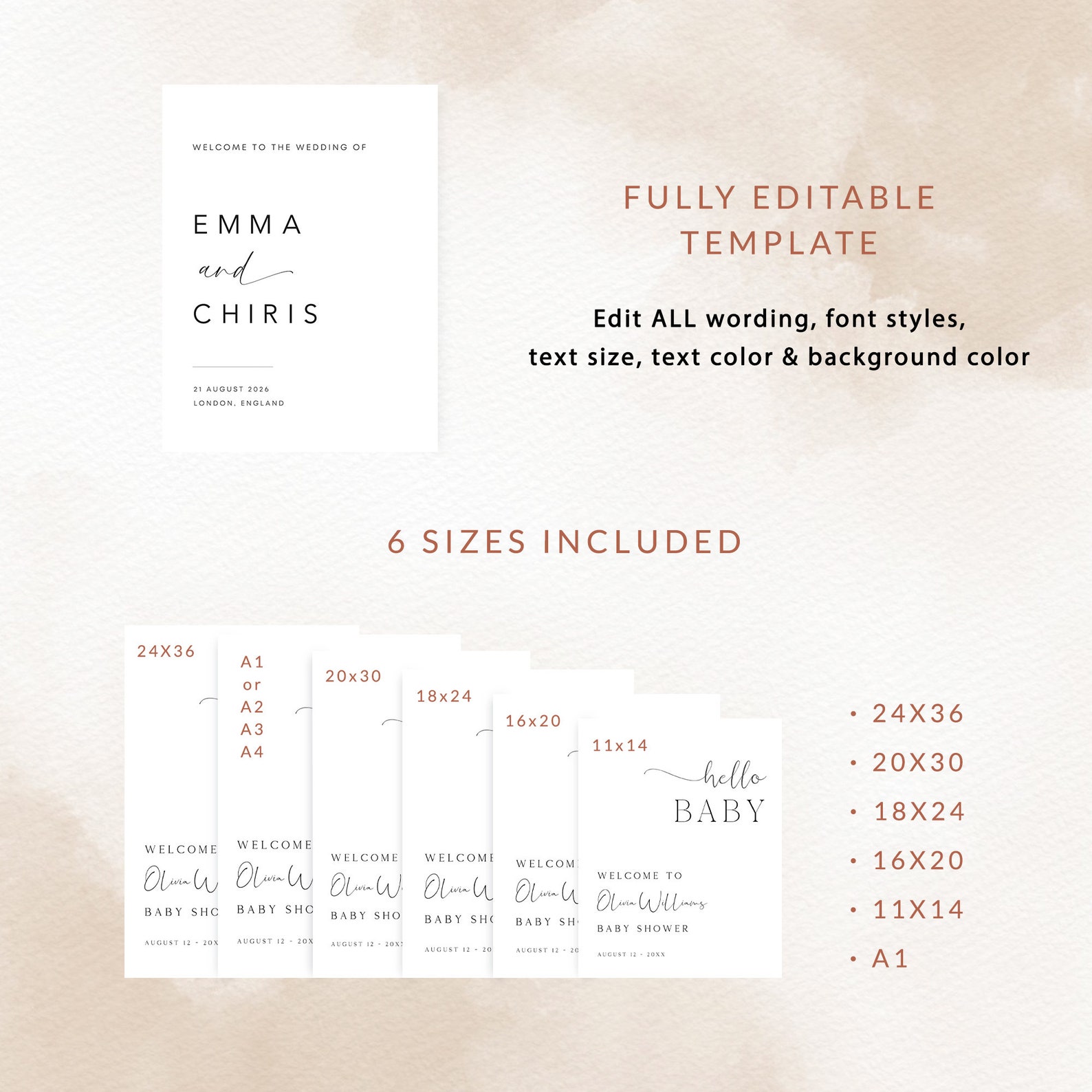 Editable Wedding Timeline Sign, Order of Events (printable) - Etsy