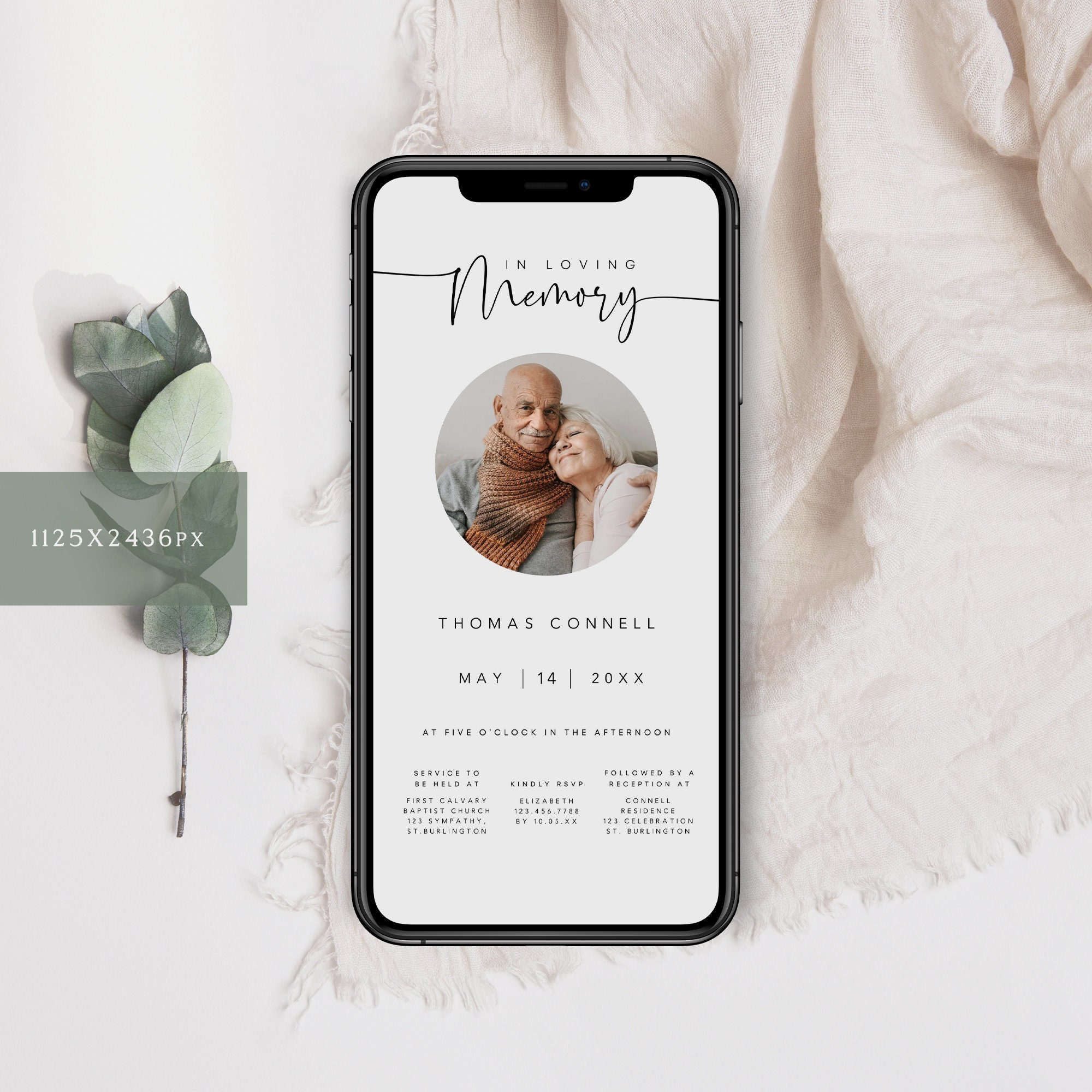 Funeral Announcement Template, Memorial Service Invite, Photo Funeral ...