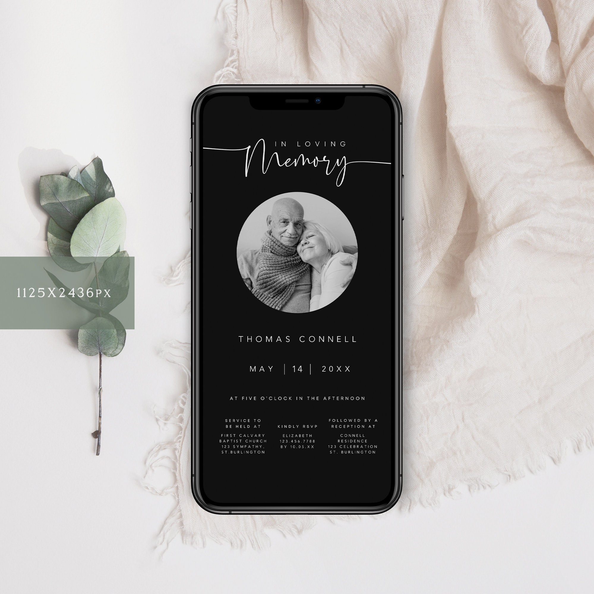 Editable Funeral Evite, Digital Funeral Invitation, Electronic Funeral ...