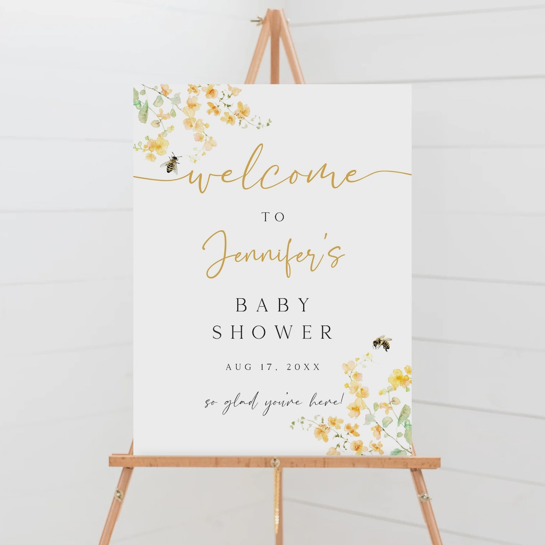 Editable Bee Baby Shower Welcome Sign Poster (digital) - Etsy