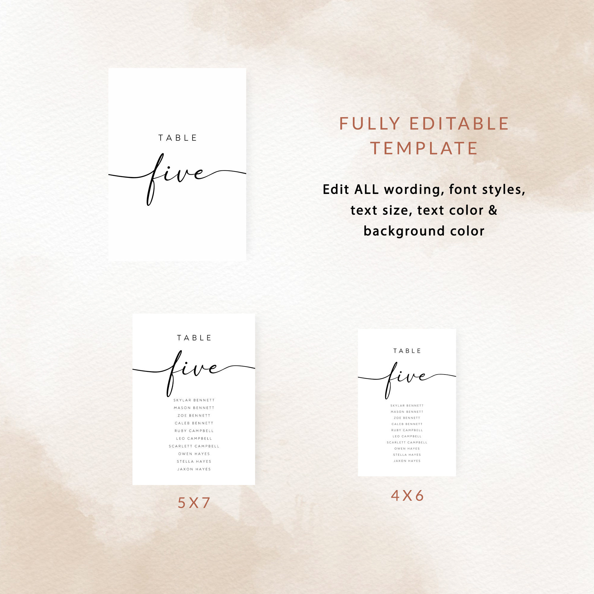 Minimalist Seating Chart Template, Black Seating Chart Printable ...