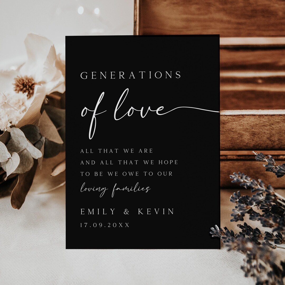 Generations of Love Wedding Sign Template (digital Download) - Etsy