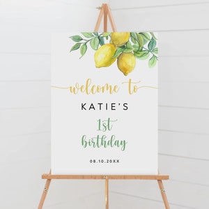 Editable Lemon Birthday Welcome Sign, Birthday Welcome Poster, Lemonade ...