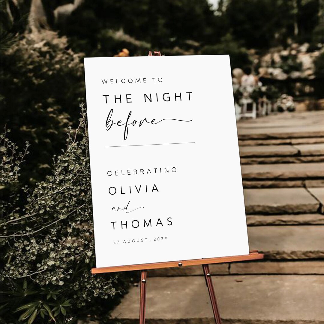 Rehearsal Dinner Welcome Sign Template, the Night Before Sign, Welcome ...