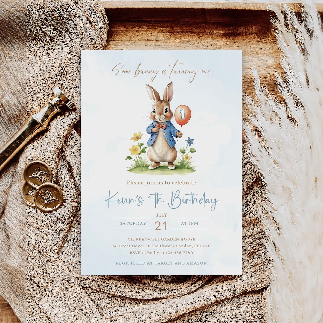 Peter Rabbit First Birthday Invitation, Some Bunny is One Invitation ...