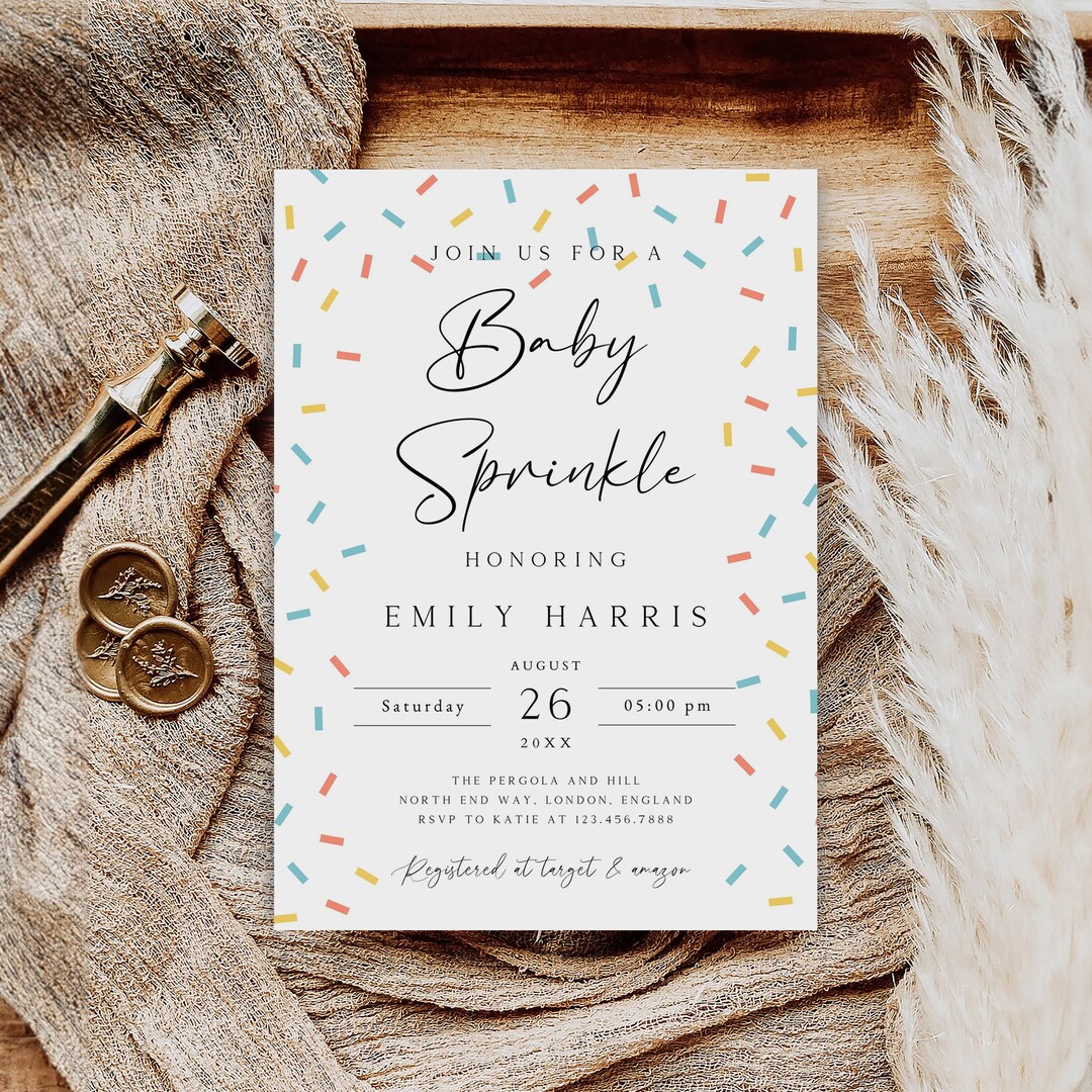Editable Baby Sprinkle Shower Invitation, Confetti Baby Shower Invite ...